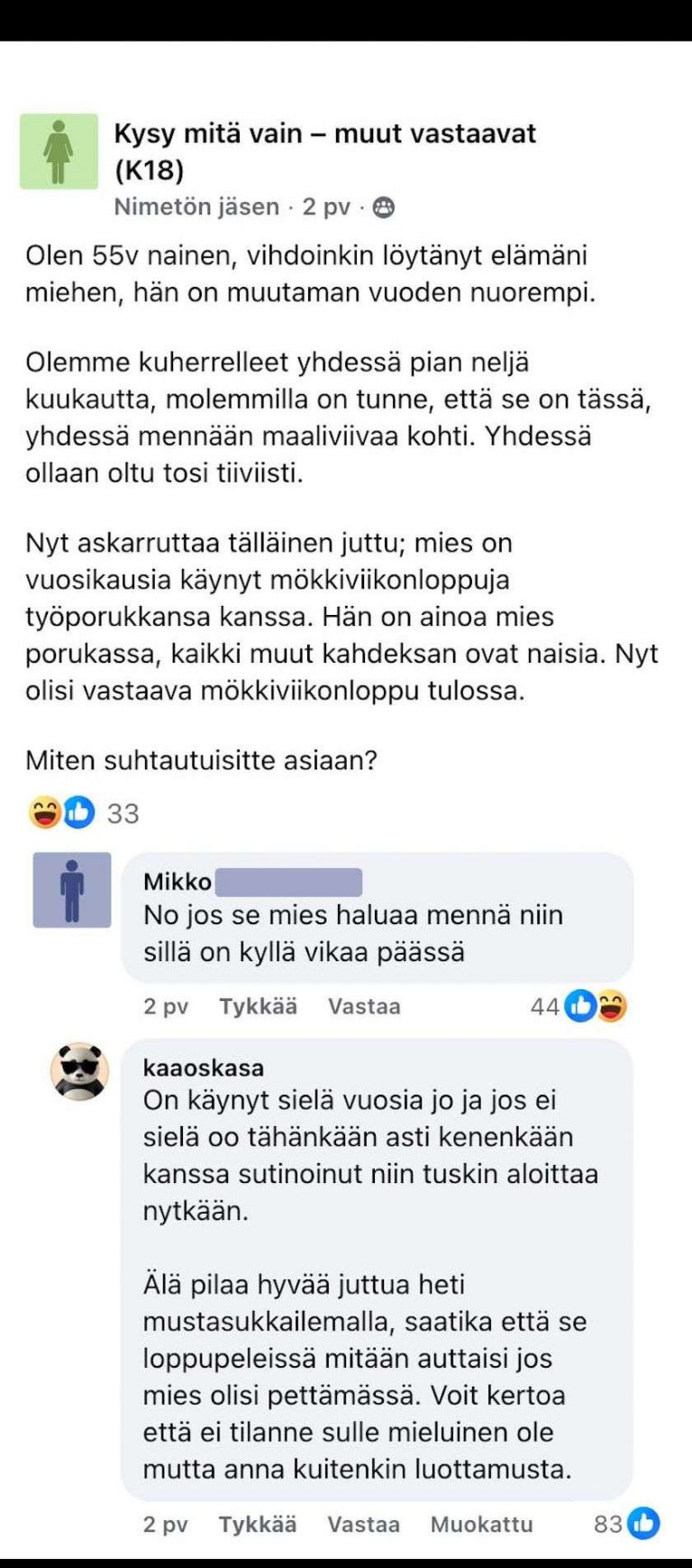 Feissarimokat: Varattu mies ja 8 naista mökillä - Onko normaalia?